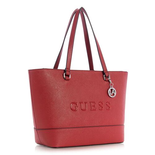 Bolsa Guess Factory estilo carryall color rojo obscuro modelo SF792622