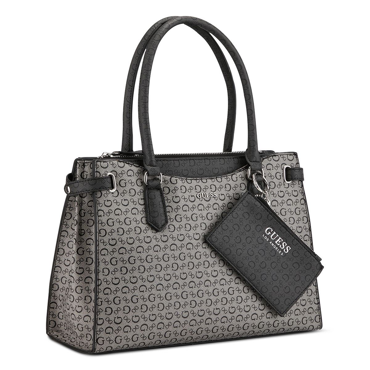 Bolsa Guess Factory Estilo Satchel En Color Negro Multi Modelo Sv884507-Bml