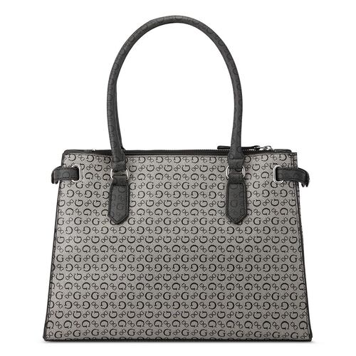 Bolsa Guess Factory Estilo Satchel En Color Negro Multi Modelo Sv884507-Bml