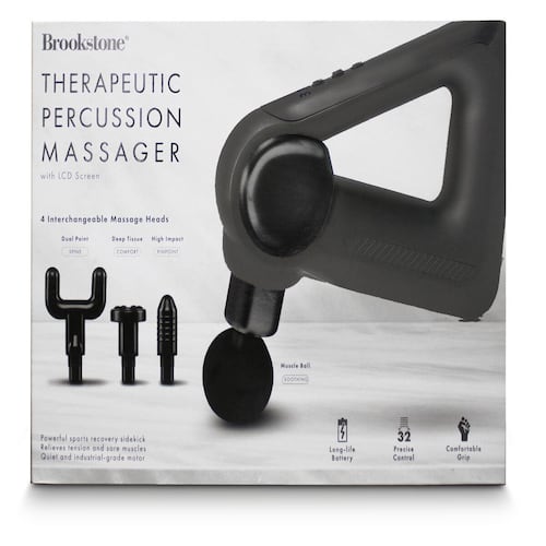 Masajeador Pistola Negra Profesional Triangular Con Pantalla LCD BROKSTONE