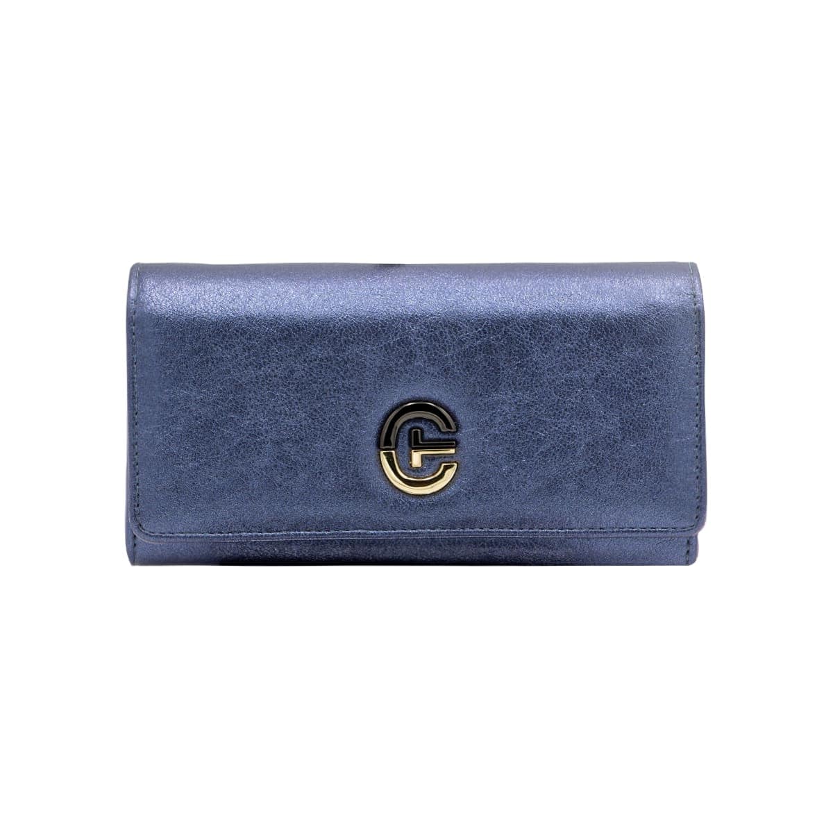 Cartera Crabtree Azul Metálico Para Mujer