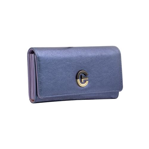 Cartera Crabtree Azul Metálico Para Mujer