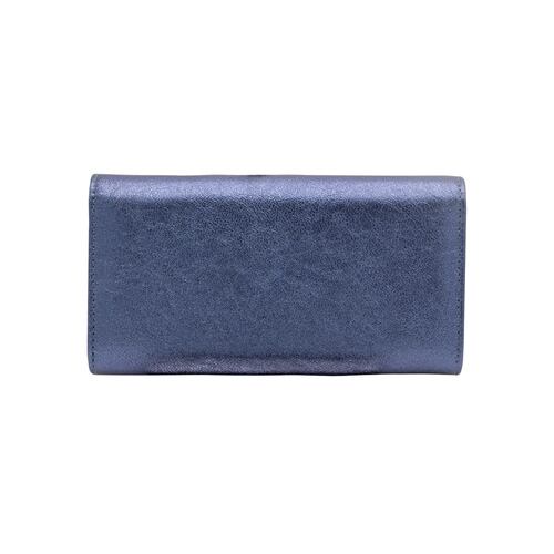 Cartera Crabtree Azul Metálico Para Mujer