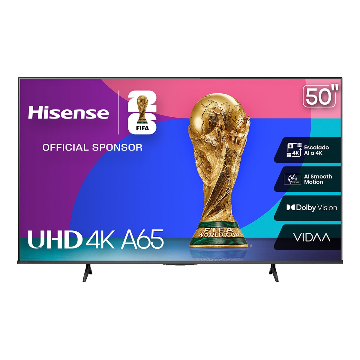 Pantalla Hisense de 50 Pulgadas 4k 50a65nv + Soporte Fijo Select 24 A60