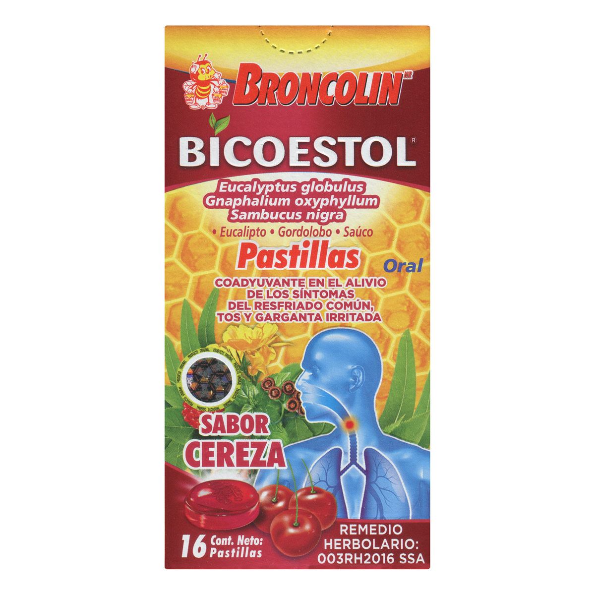 broncolin Bicoestol 16 pastillas sabor crz