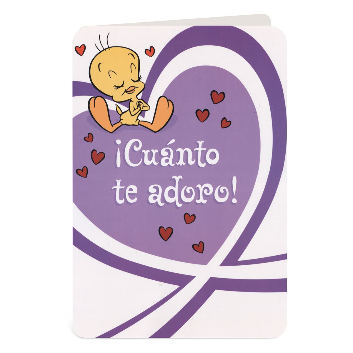Tarjeta amor piolín sentado en corazón