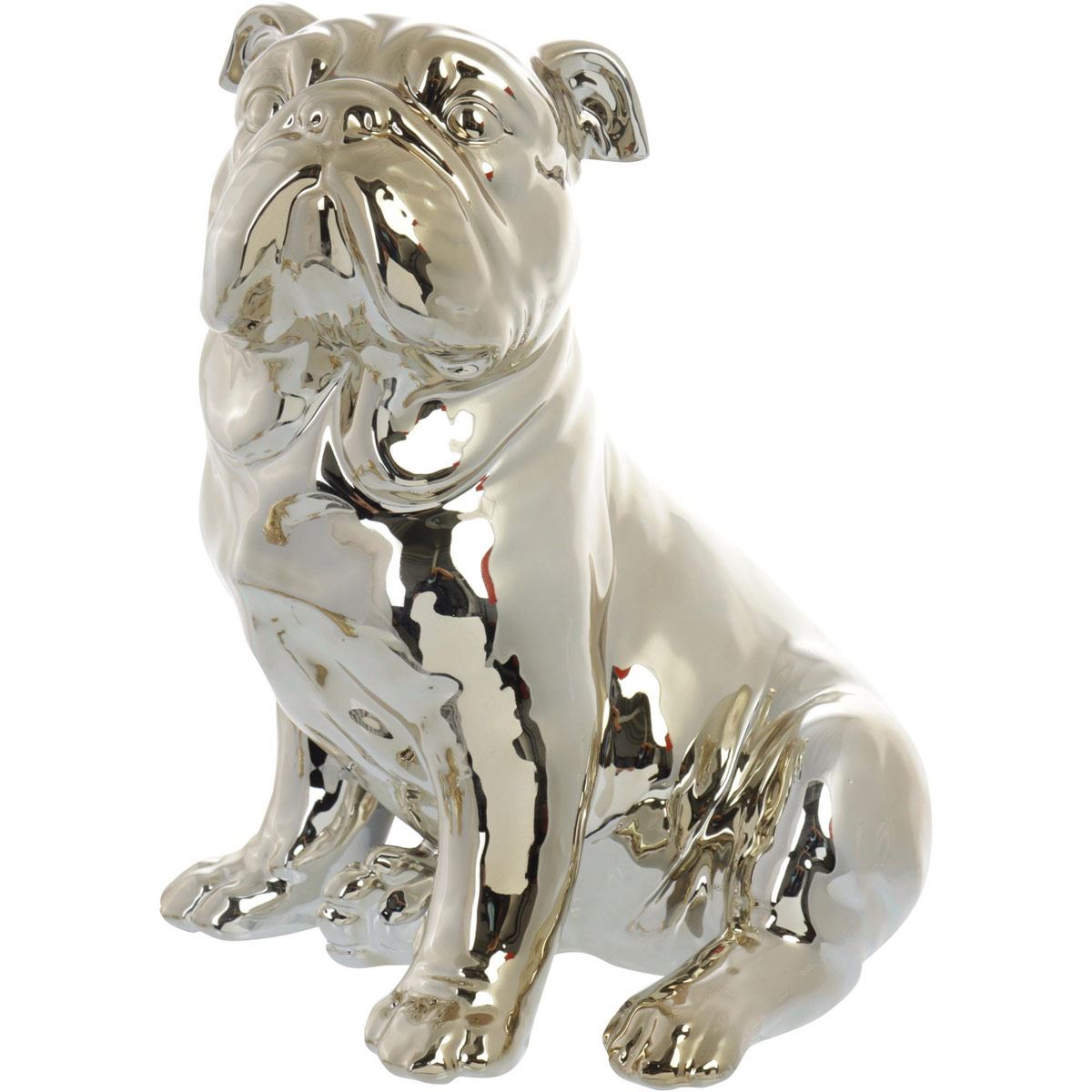 Perro sentado plateado