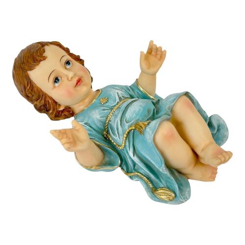 Figura Bebé Jesús en Poliresina Color Azul 13.5X8X22 Cm SANTINI
