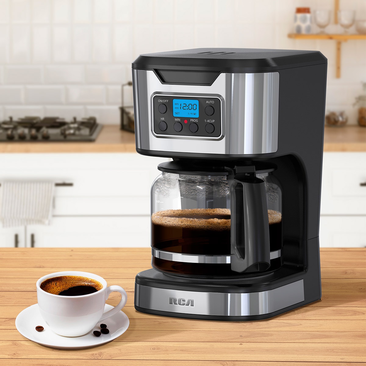 RCA Cafetera Digital Programable con Capacidad para 12 Tazas Negro