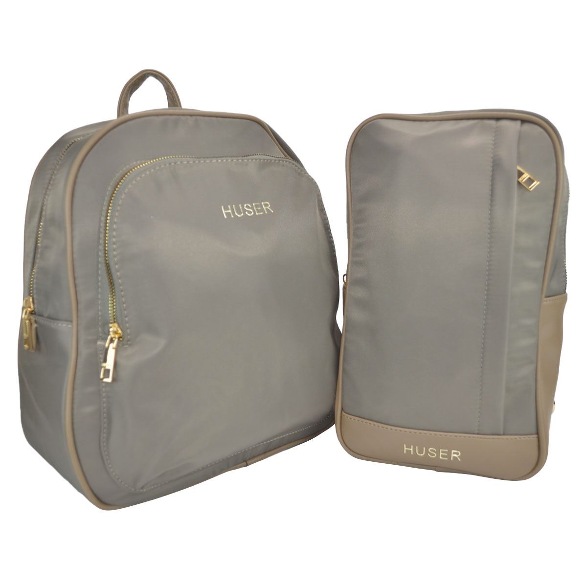 Bolsa Huser Tipo BackPack color gris con pechera Mod. BF22-ST002GR.