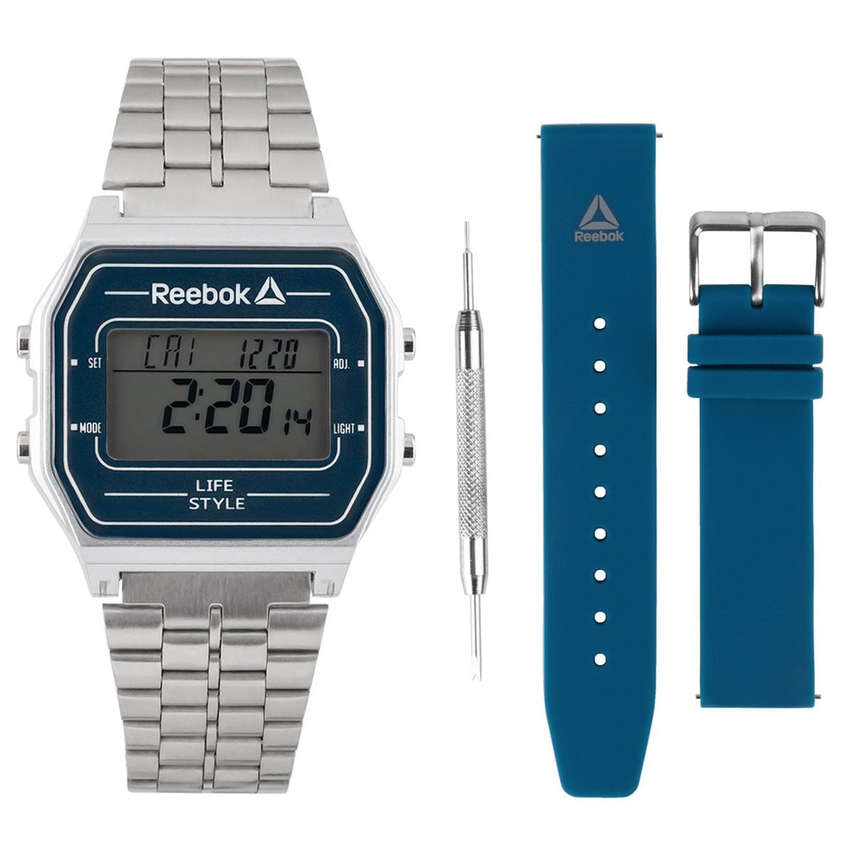 Set Reloj Reebok Digital RDVNEG9P1S1WNA Caballero Plateado