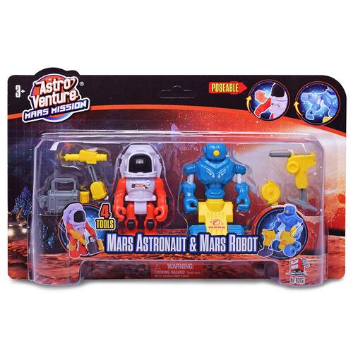 Mars Mission - Mars Astronaut & Robot with tools, twin pack