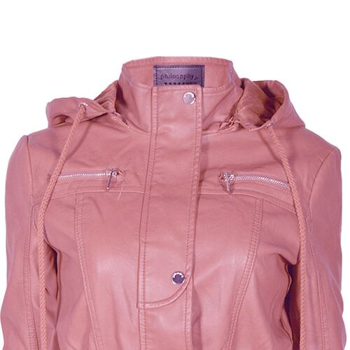 Chamarra larga Philosophy talla grande color rosa modelo sjp4671