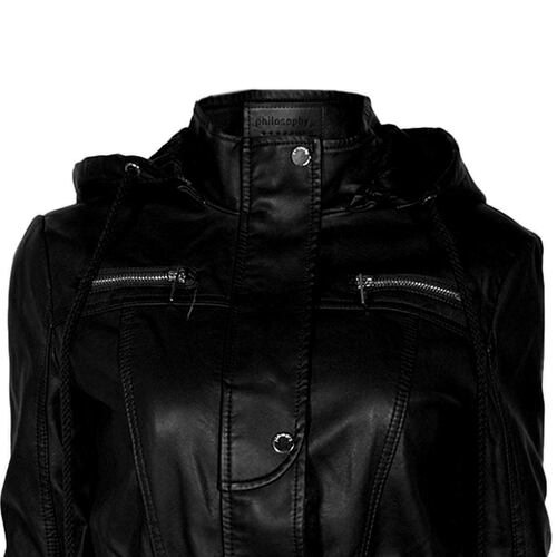 Chamarra larga Philosophy talla grande color negro modelo SJP4671