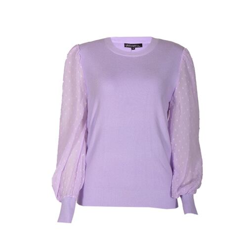 Suéter combinado talla mediana color morado claro modelo hh707
