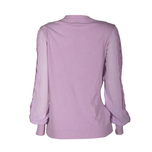 Suéter combinado talla mediana color morado claro modelo hh2247