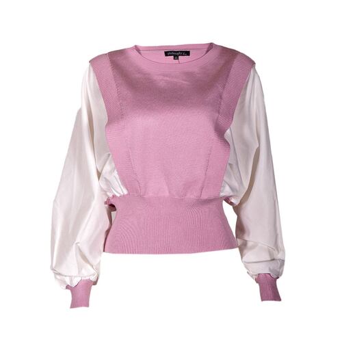 Suéter combinado talla unitalla color morado claro modelo hh2216