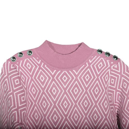 Suéter cuello alto Philosophy talla grande color rosa combinado modelo ...