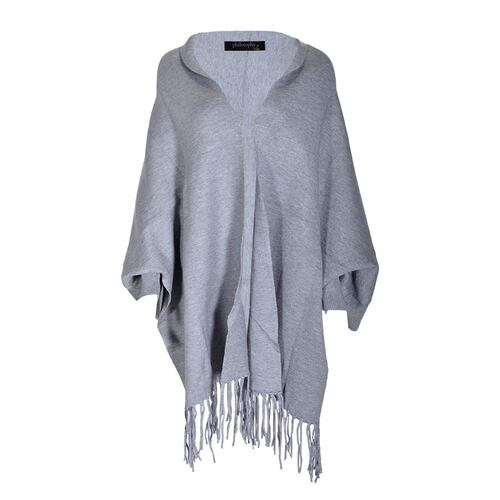 Poncho con flecos Philosophy Jr talla unitalla color gris modelo BI999