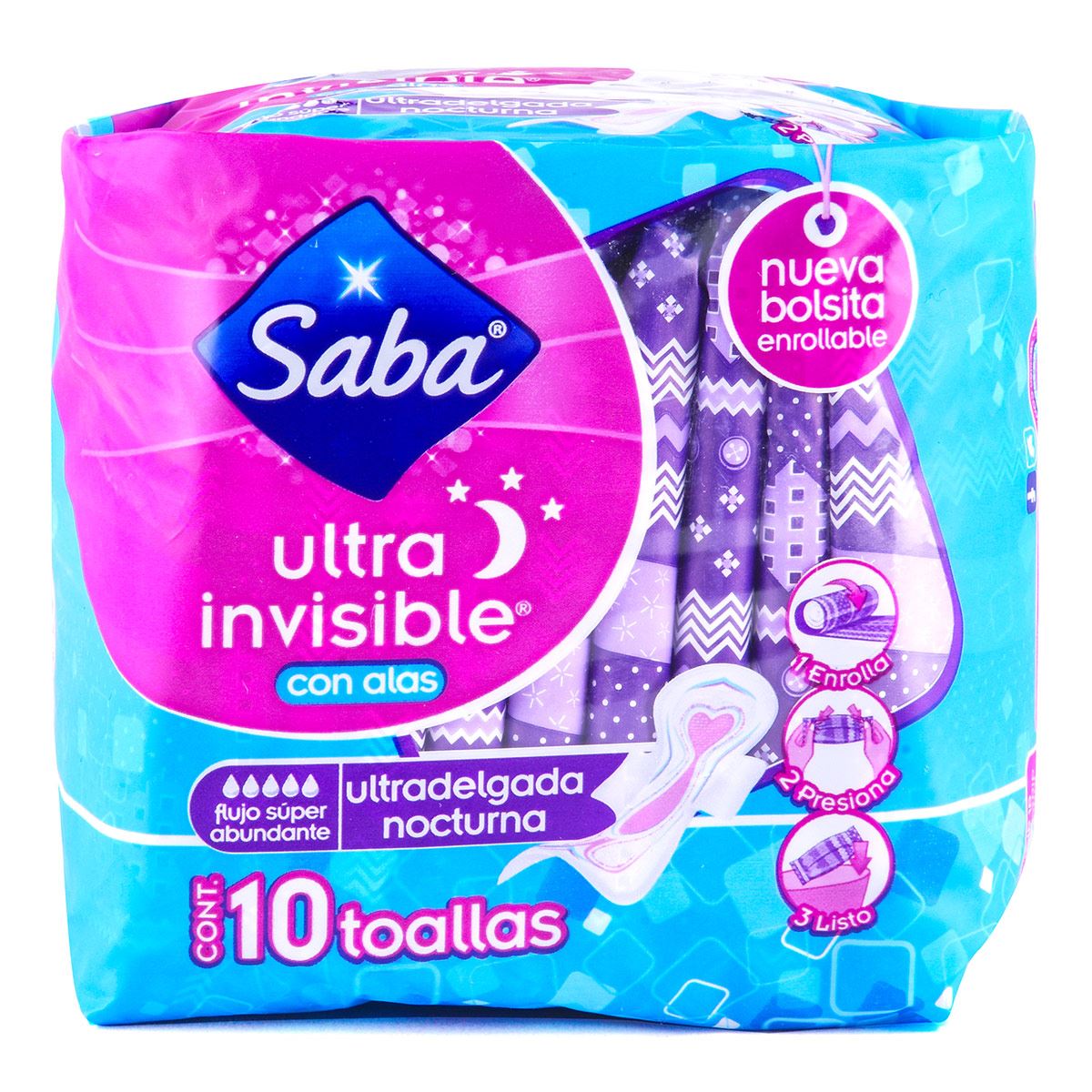 Saba Ultra Delgada Invisible Nocturna 10 Pzs.