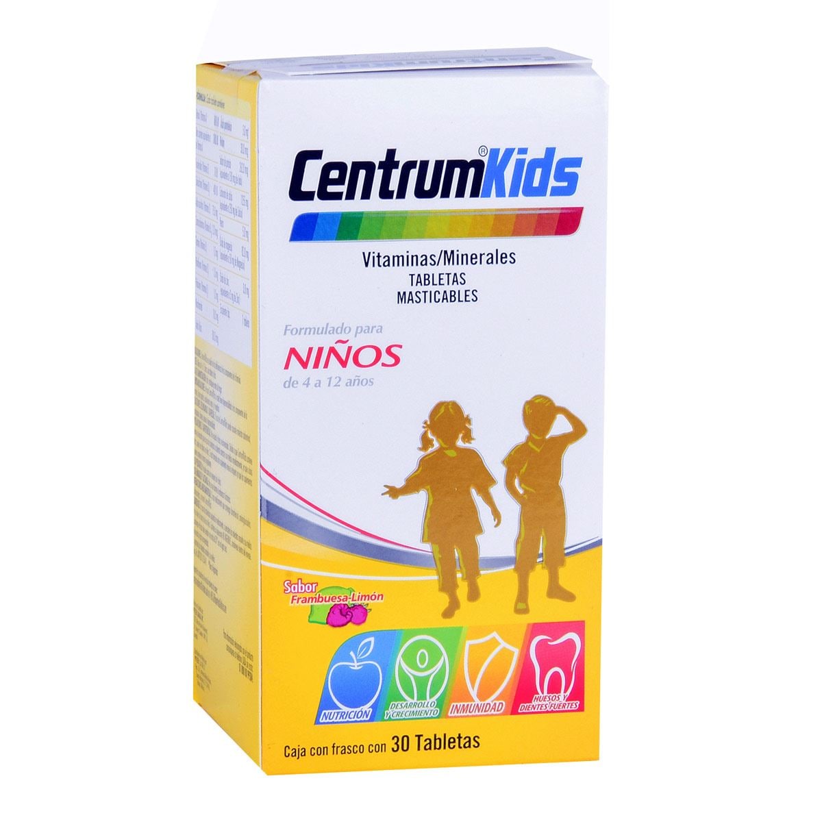 Multivitamínico CentrumKids Sabor Frambuesa-Limón Frasco con 30 tabletas