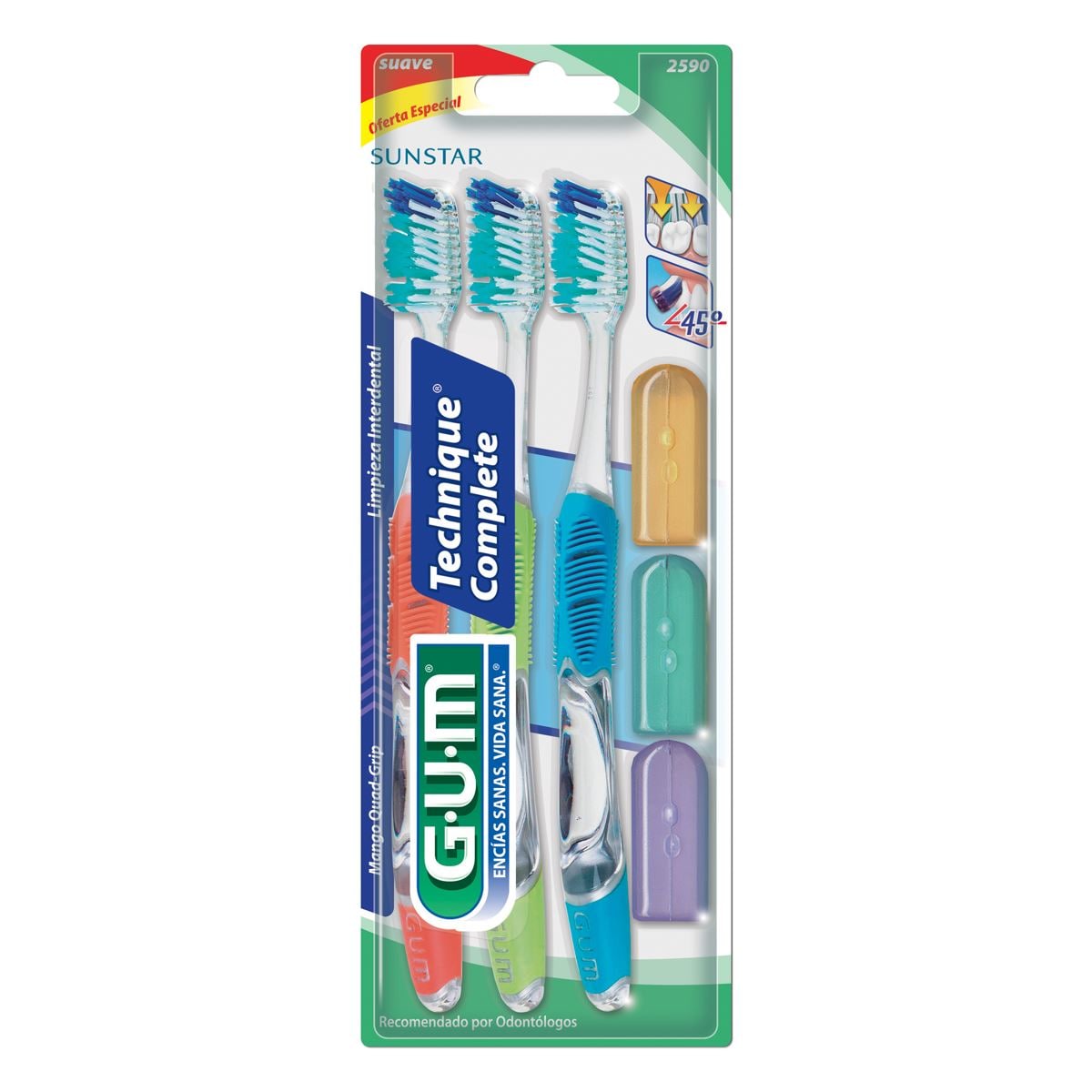 Cepillo Dental Ad Gum 3 Pack Technique Complete C/3 Tapas