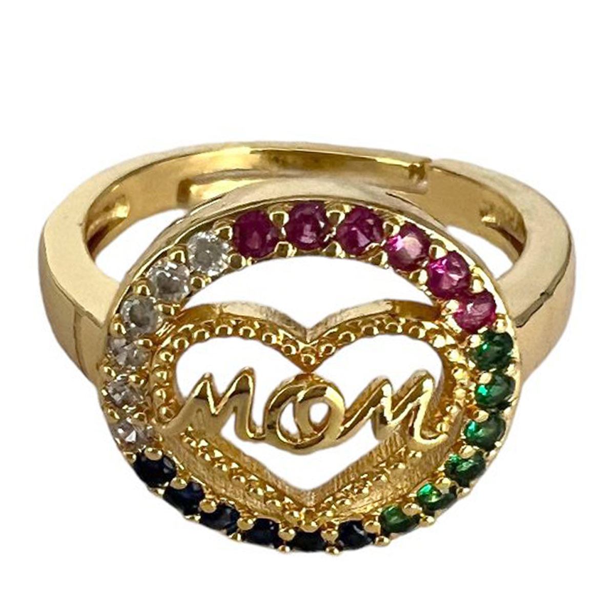 Anillo mom ajustable con circonias de colores