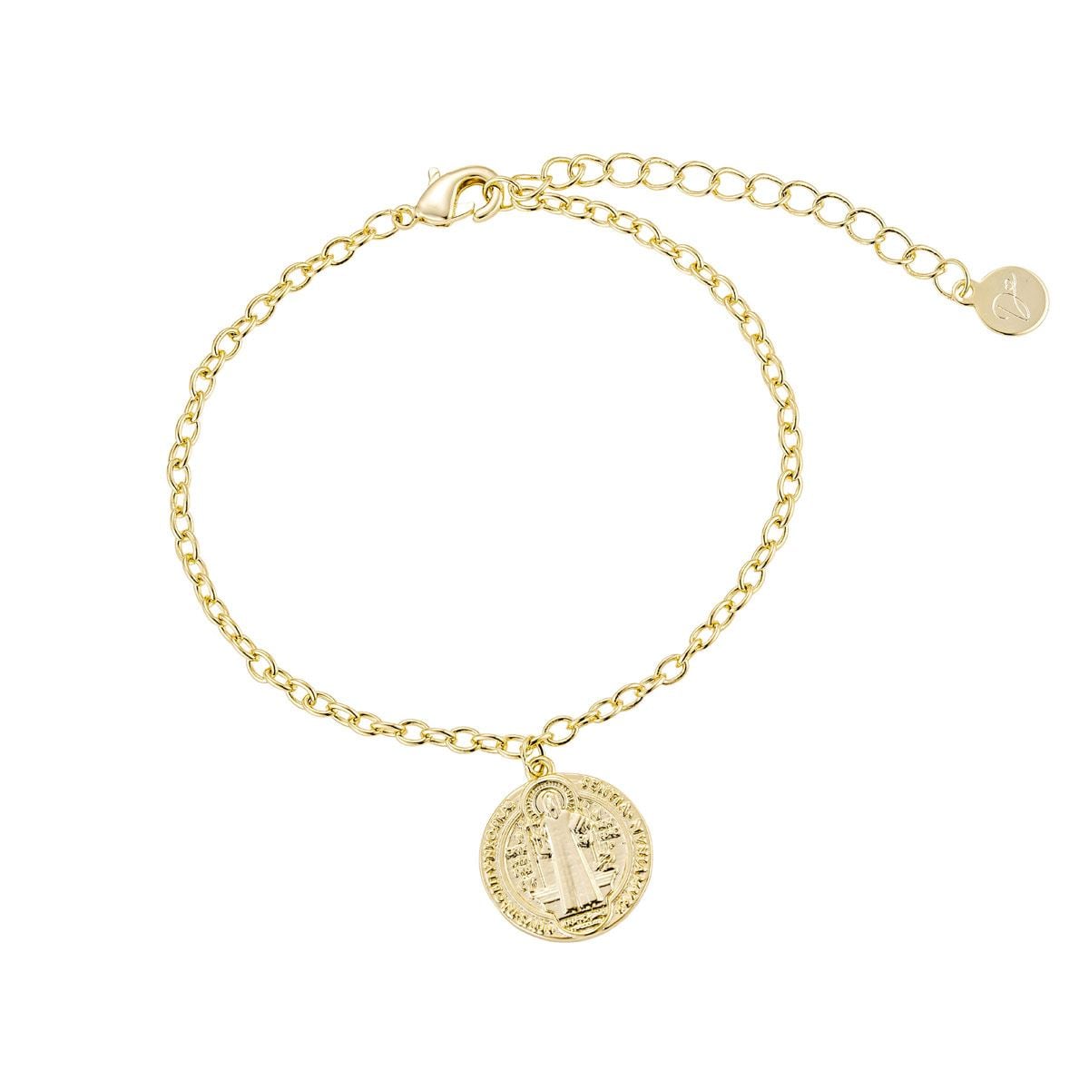 Pulsera Básica San Benito Baño de Oro 14K Dímelo con Amor