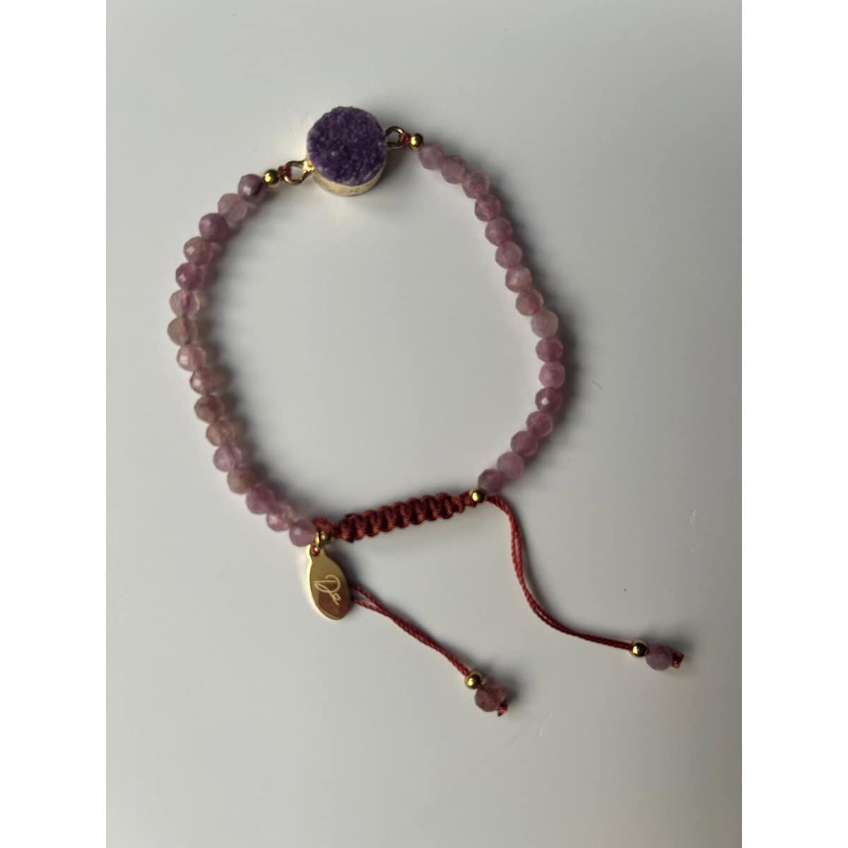 Pulsera Ajustable Piedra Morada Aleación de Metal Dímelo con Amor