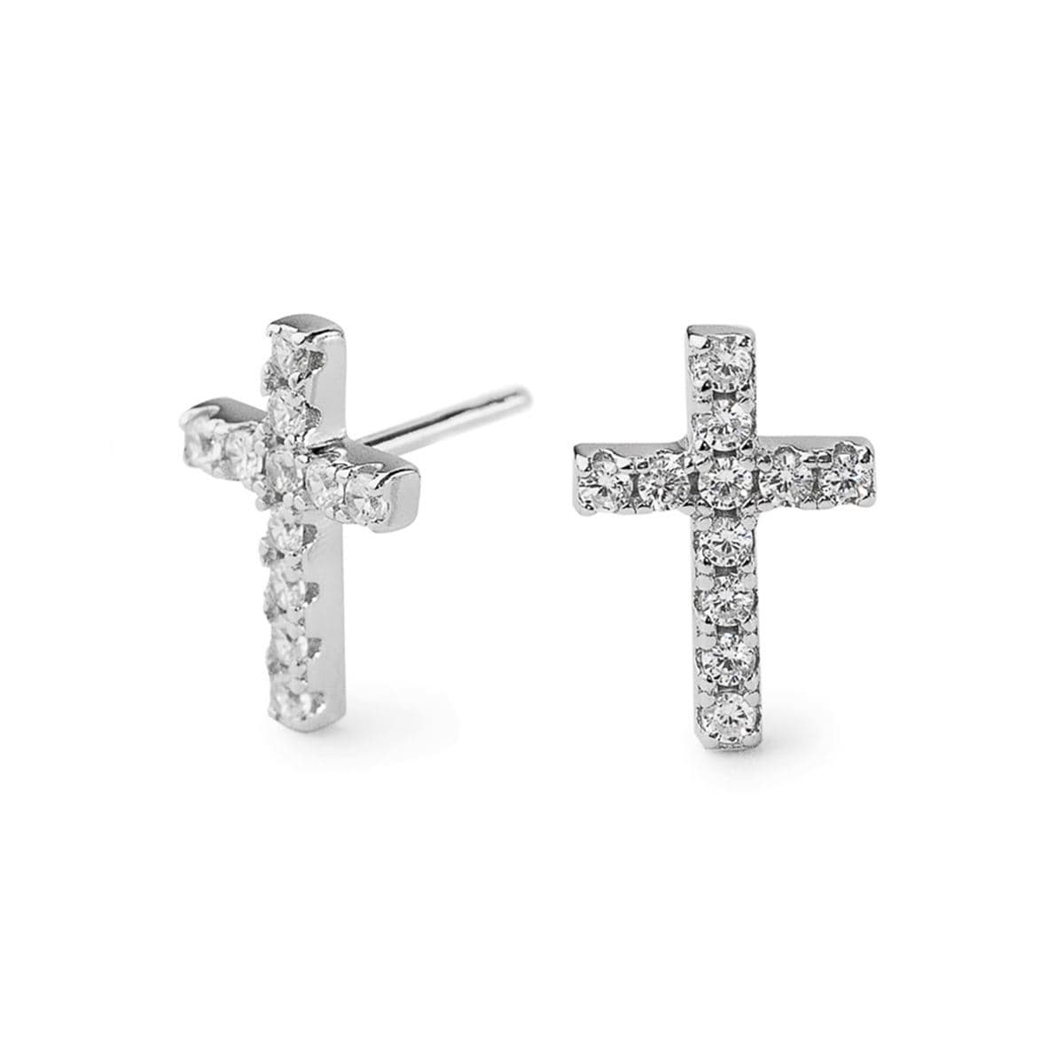 Aretes Cruz Diamante Simulado Plata .925 Vicari
