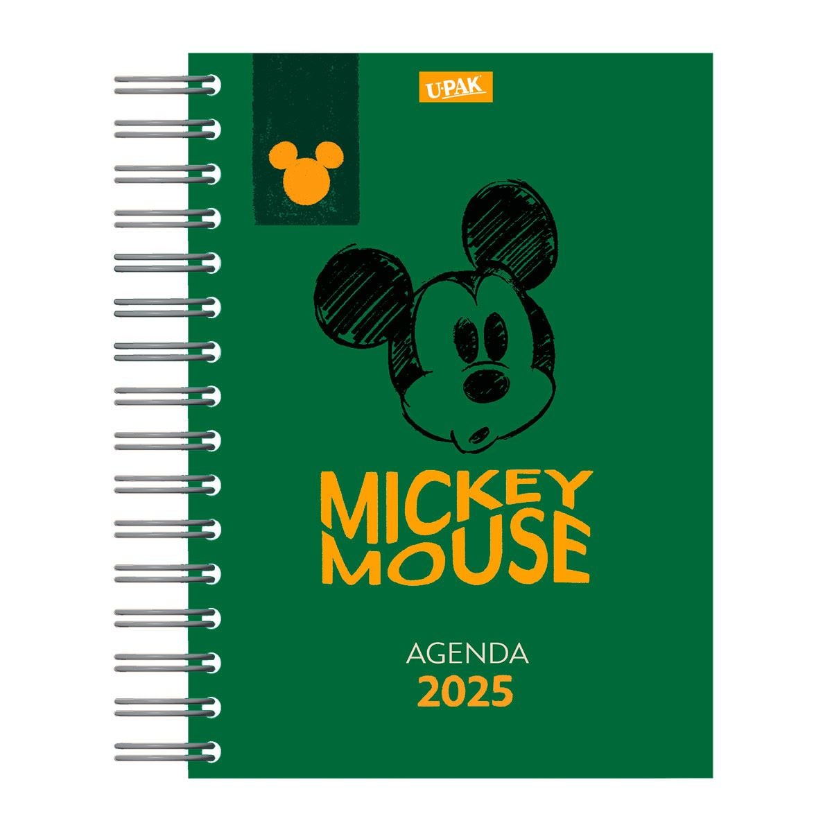 Agenda Premier 2025 con Espiral Diseño Mickey Mouse Amigable Upak