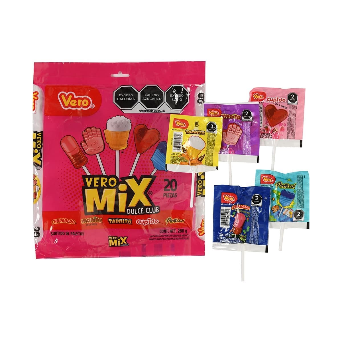 Paletas Caramelo Macizo Mix Dulce Club 20 Piezas Vero