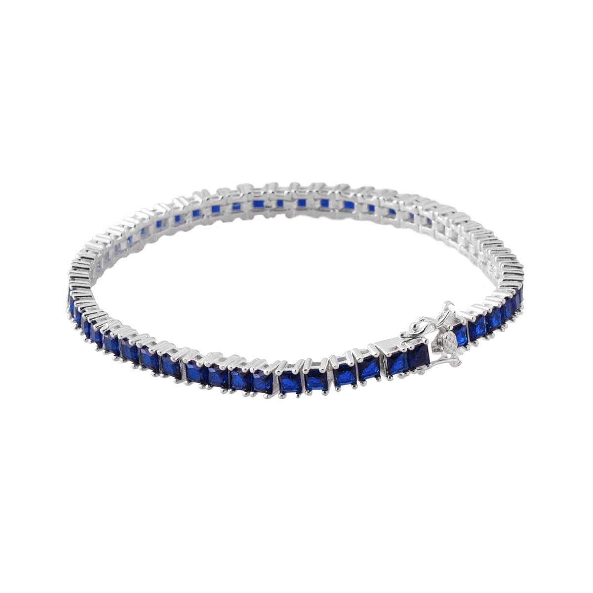 Pulso Tenis Zirconia Azul Plata Ley .925 Unlimited By Oro Boleado