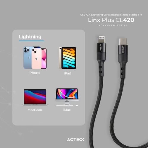 Cable USB C a Lightning Linx Plus Acteck CL420