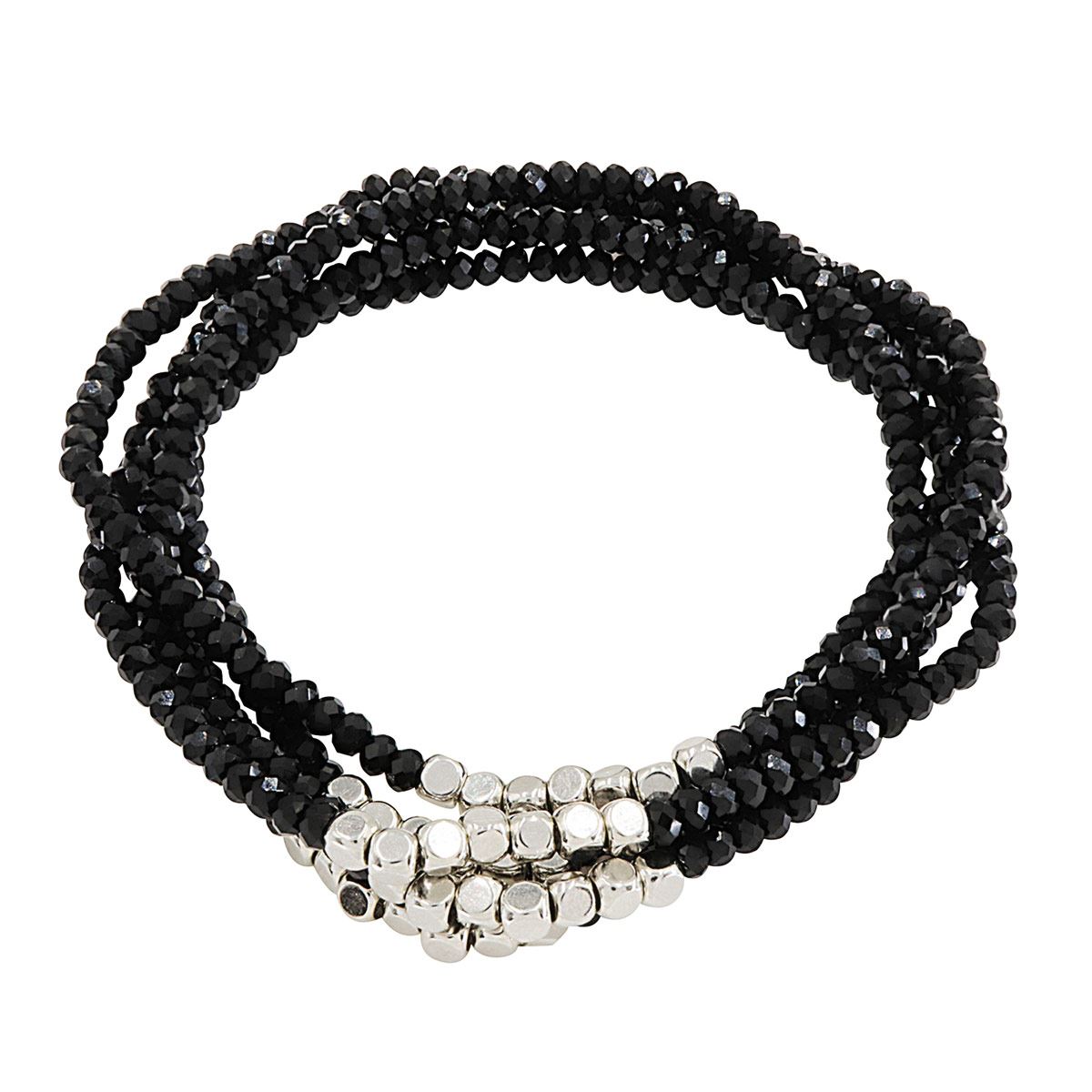 Pulsera de cuentas de Cristal Facetado Color Jet y cuentas Metálicas en ...
