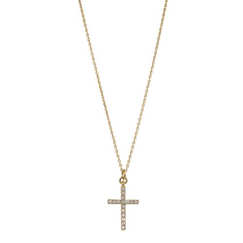 Dije En Dorado De Cruz Fina Con Cristales Facetados Joyería Religiosa