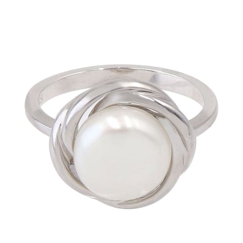 ANILLO EN RODIO CON PERLA DE RÍO T6 ARTRÉ .925