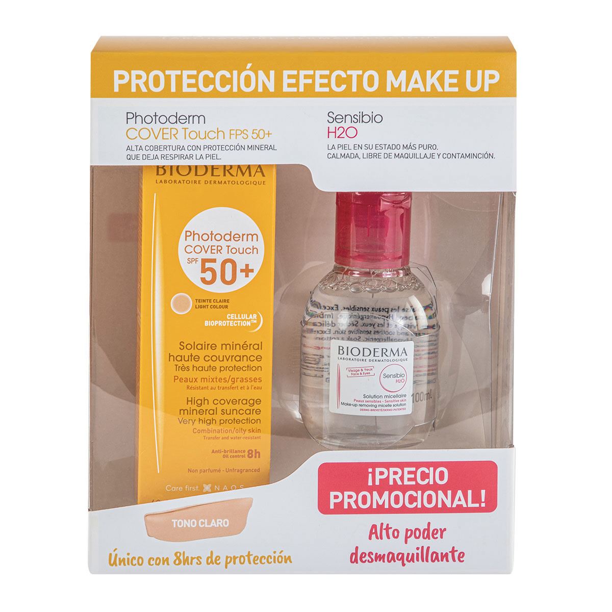 Kit Bioderma Photoderm Cover Touch SPF50+ Tono Claro, 40 ml + Sensibio ...