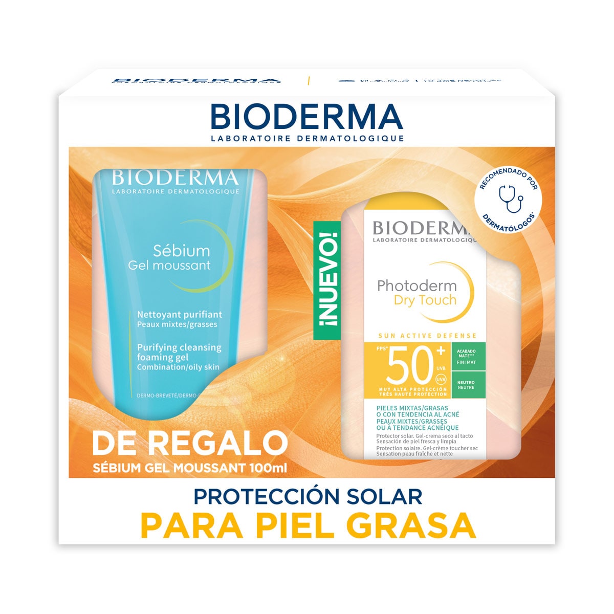Kit Bioderma Photoderm Dry Touch + Sebium Gel 100ml