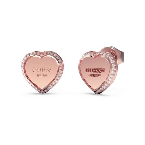 Aretes Guess Dama Fine Heart De Acero Inoxidable En Tono Oro Rosa