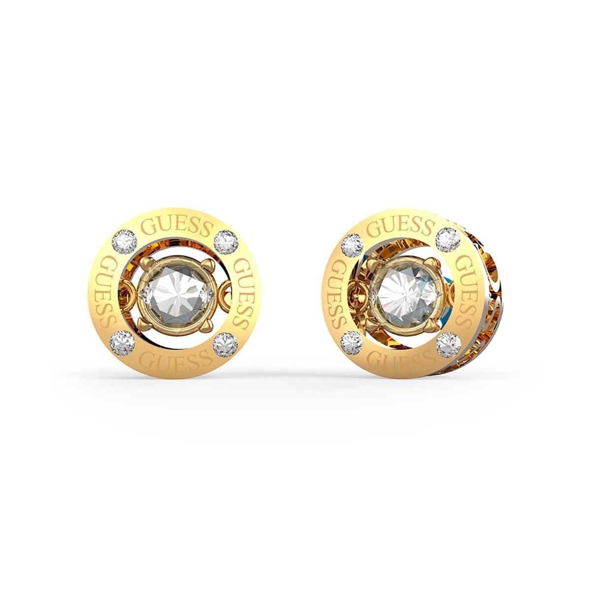 Aretes Guess Dama Solitaire De Acero Inoxidable En Tono Oro ...