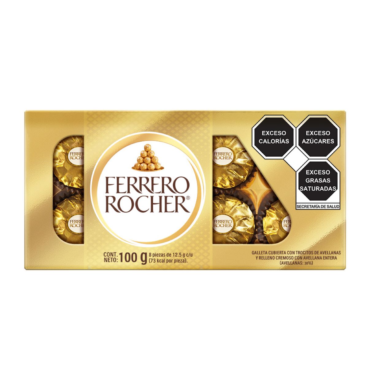 Caja Chocolate Ferrero Rocher con 8 Piezas 100gr