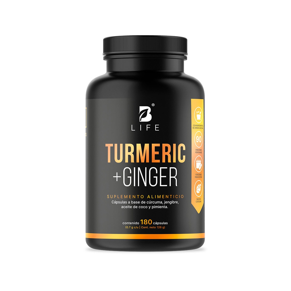 Suplemento Alimenticio Tumeric + Ginger 180 Cápsulas B Life