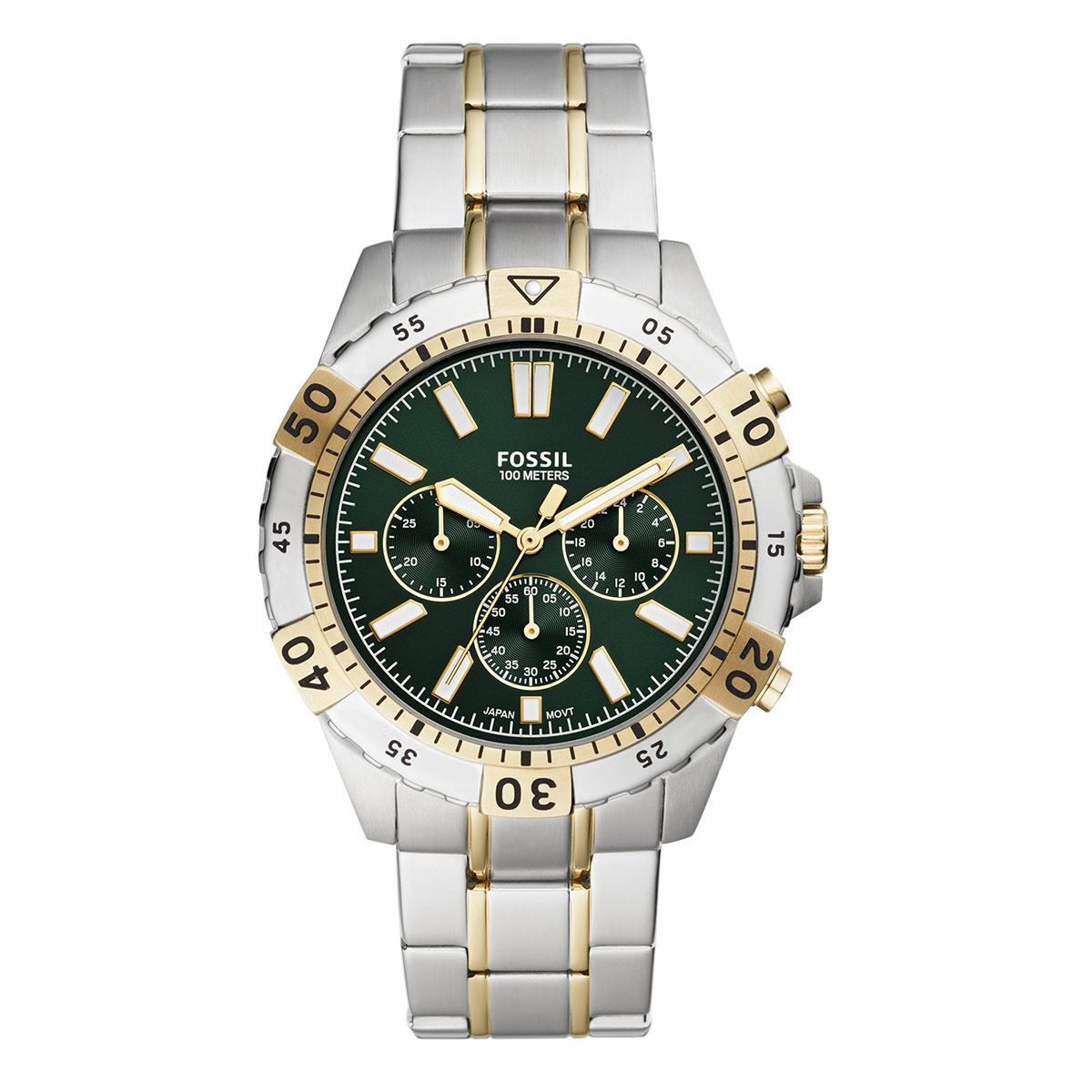 Reloj Fossil Garrett Verde y Plateado Para Caballero
