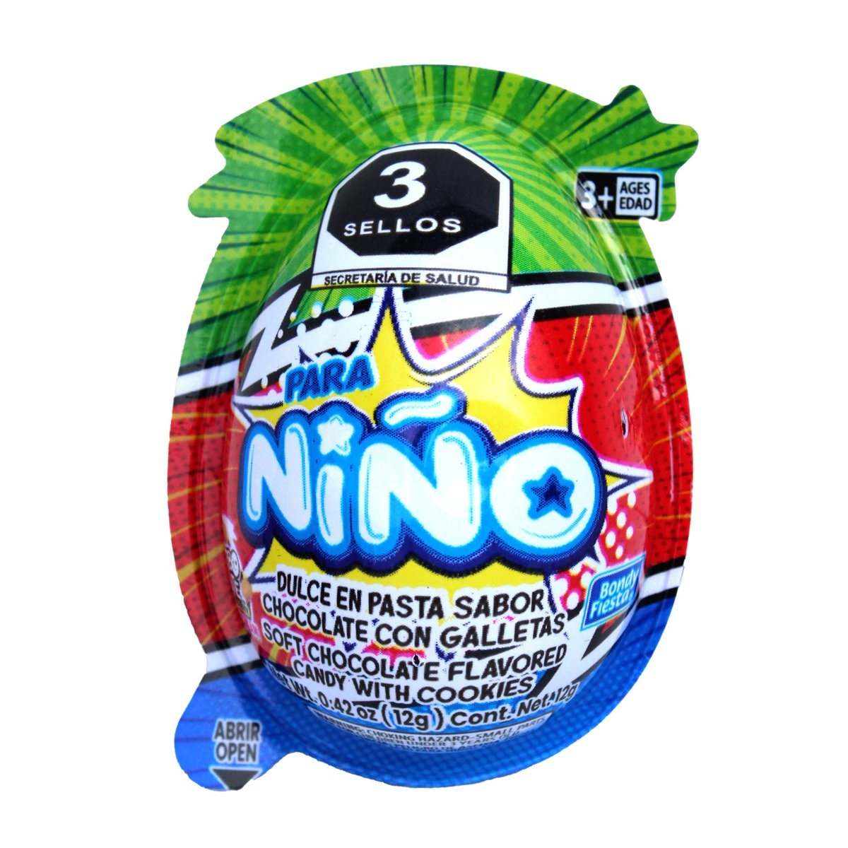 Huevo Sabor Chocolate con Galletas para Niño Bondy Fiesta