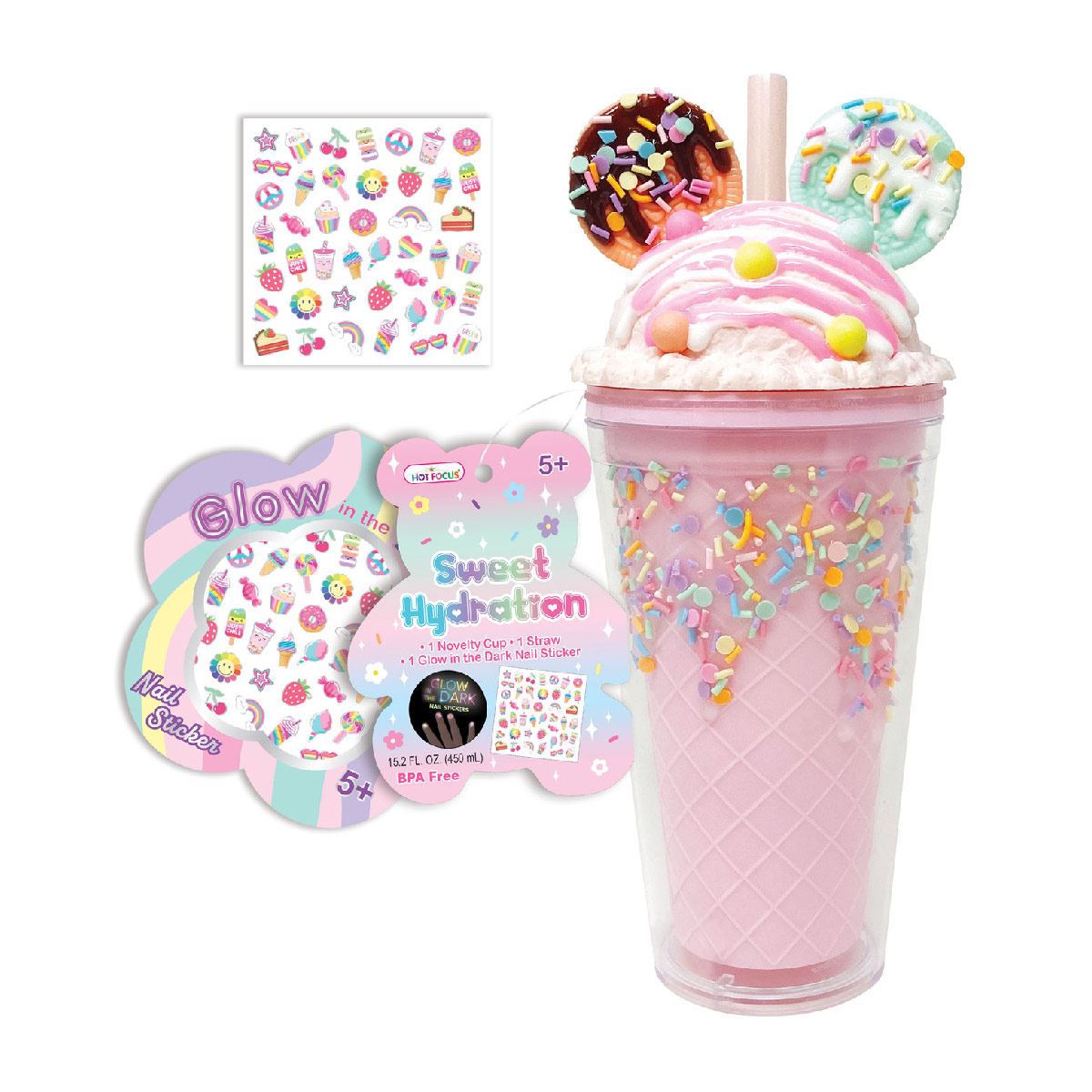 Vaso Con Tapa Y Popote Dulce Hidratación Hot Focus 407sw