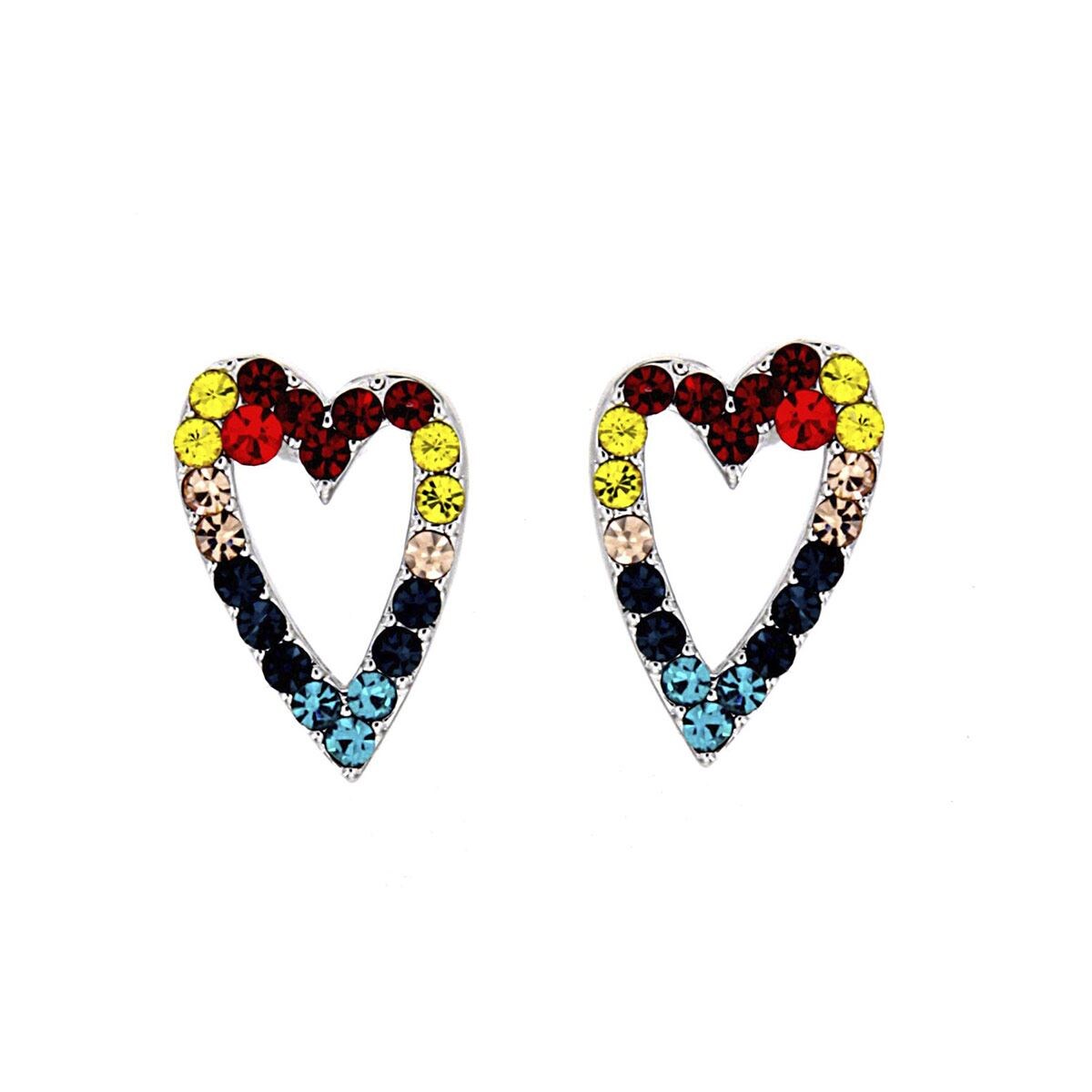 Aretes Corazón Coco Cherie Con Piedras Multicolor Con Acabado En ...