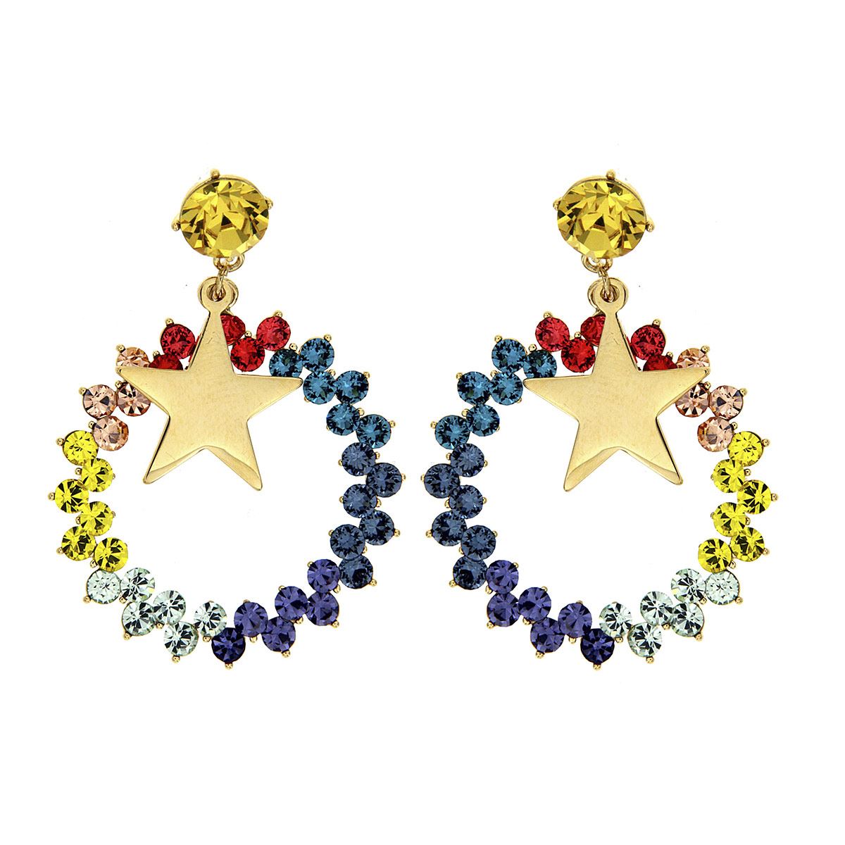 Aretes Estrella Coco Cherie Con Piedras Multicolor Con Acabado En ...