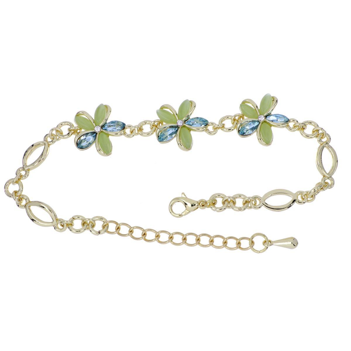 Pulsera Flores Peridot Chapado Oro Camilla