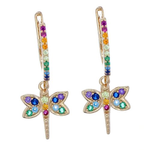 Aretes Libélula Mix Color Acabado en Chapado Oro Rosa Ziane Plata 925
